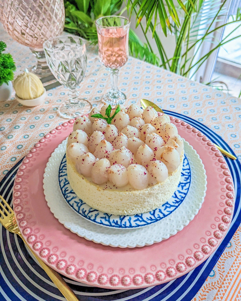 Lychee & Rose White Chocolate Mousse Cake
