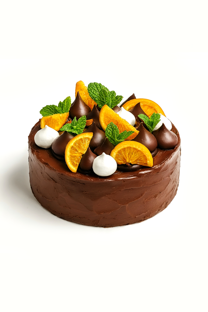 Eggless Dark Belgian Chocolate & Orange Cake